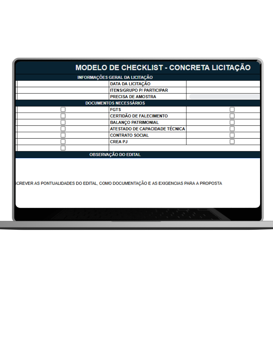 Modelo de Checklist de Licitação - Concreta Licitações
